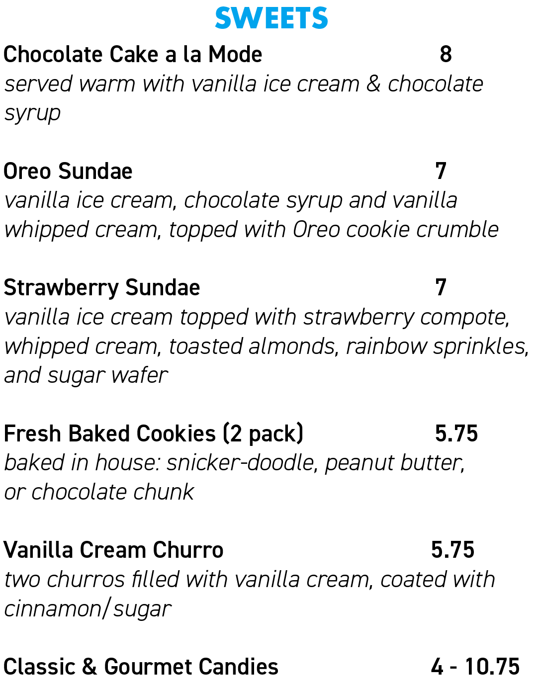 MENU - Carmel Mountain | AT THE ANGELIKA